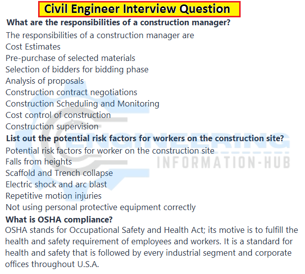 Civil Engineer Interview Question Engineering Information Hub